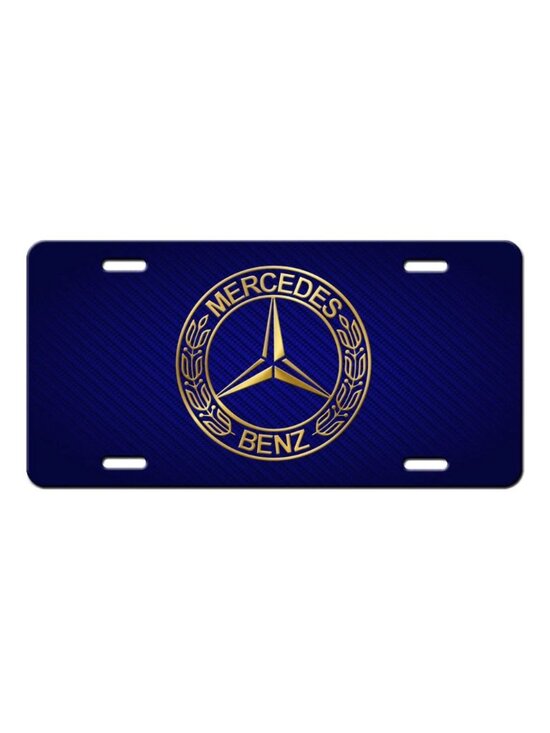 Accents | Vintage Retro Look Mercedesbenz Gold Emblem On Blue Aluminum ...